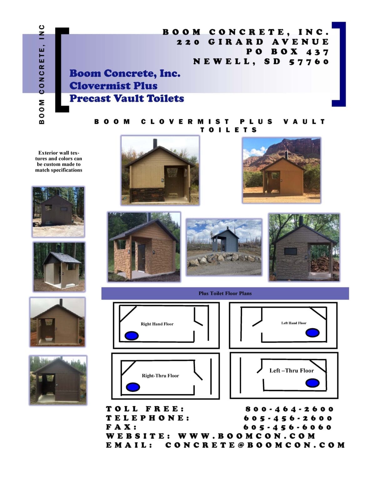 Precast Concrete Vault Toilets - Boom Concrete, Inc.
